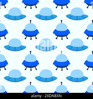 seamless pattern sky ufo ship cartoon vector Stock Vector Image & Art ...