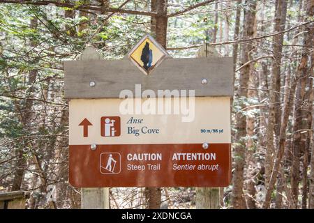 Directional sign to Big Cove at Hopewell Rocks Provincial Park in ...