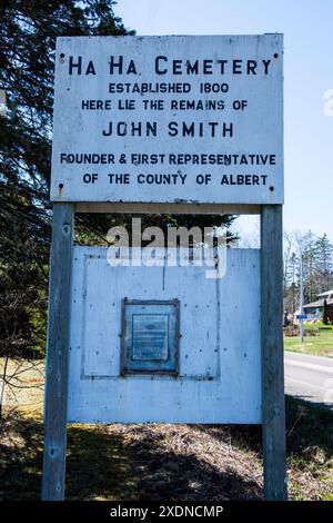 Ha Ha Cemetery sign on NB 915 in Upper New Horton, New Brunswick ...