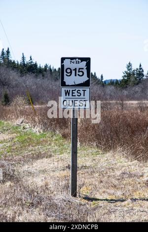 NB 915 west sign in Riverside-Albert, New Brunswick, Canada Stock Photo ...