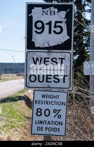 NB 915 west sign in Riverside-Albert, New Brunswick, Canada Stock Photo ...