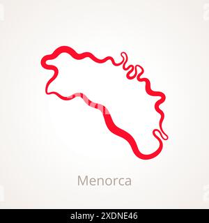 Menorca island map simple outline. Vector hand drawn simplified style ...