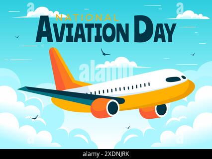 Vector Illustration for National Aviation Day featuring a Plane and Sky ...