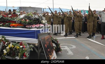 BEIT JAAN, ISRAEL - JUNE 16: Israeli soldiers carry the flag-draped ...