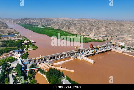 Wuzhong, China. 24th June, 2024. An aerial photo is showing the Yellow ...