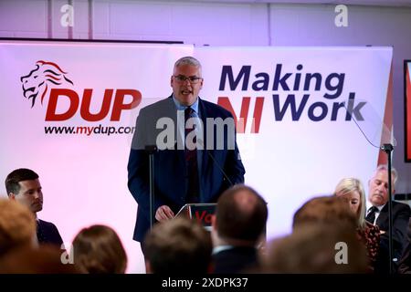 DUP Leader Gavin Robinson speaking during the launch the party's ...
