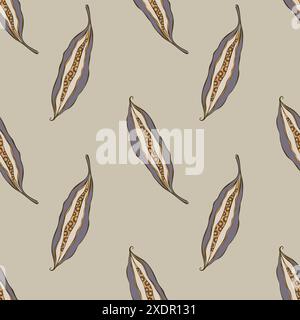 Autumn pattern with seeds and seeds pods hand drawn doodle. Vector ...