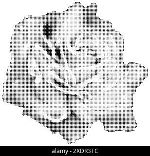 Halftone rose. Dots texture. Contemporary style, collage element ...