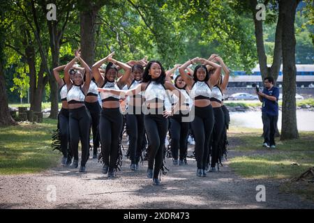 The Sapphire Dance line who accompanied the Cobra Marching Band at the ...