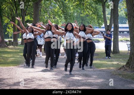 The Sapphire Dance line who accompanied the Cobra Marching Band at the ...