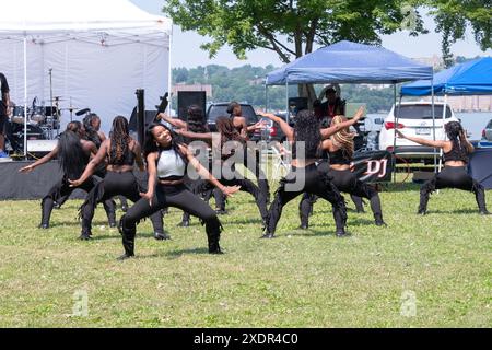 The Sapphire Dance line who accompanied the Cobra Marching Band at the ...
