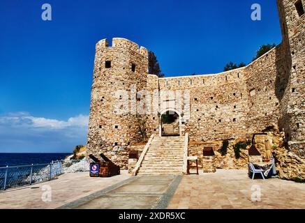 Guvercinada in Kusadasi, Turkey. Historical fortress surrounded by ...