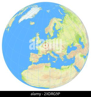 Map of the earth globe showing the location of the city Orland Park in ...