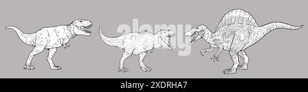 Coloring book template with carnivorous dinosaurs. Tyrannosaurus rex ...