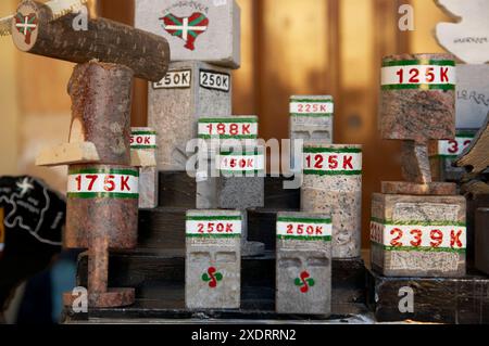Stones for stonelifting, Basque rural sport. Santa Lucia fair ...