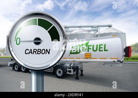 Tank trailer with biofuel gauge. Decarbonization concept Stock Photo ...