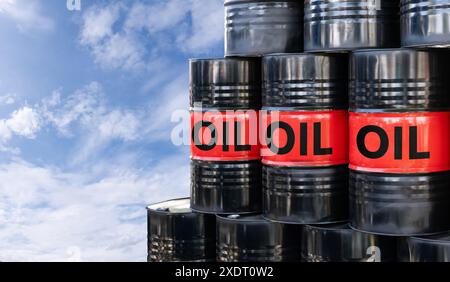 Stack of oil drums in an industrial yard Stock Photo - Alamy