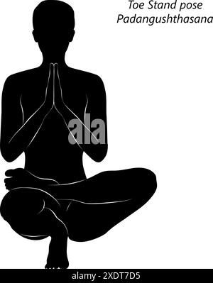 Young woman practicing Padangushthasana yoga pose. Toe Stand pose or ...