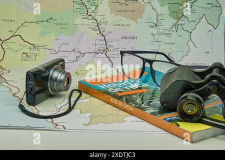 Trip planning map to Huaraz, Callejon de Huaylas, Peru Stock Photo - Alamy