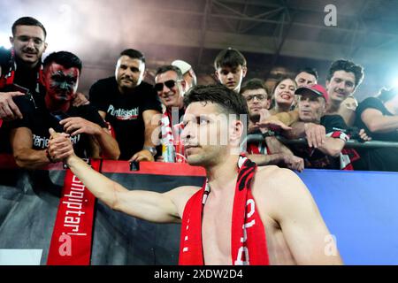 Albania's Berat Djimsiti with the fans after the UEFA Euro 2024 Group B ...
