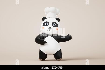 Panda chef with cartoon style, 3d rendering. 3D illustration Stock ...