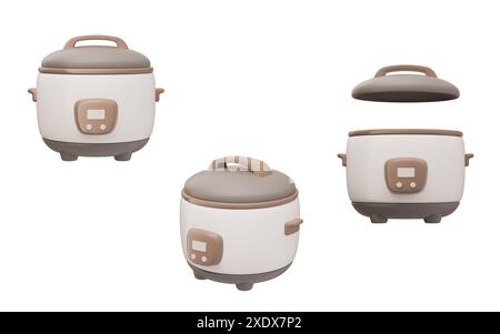 Cartoon style rice cooker, 3d rendering. 3D illustration Stock Photo ...
