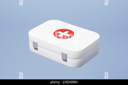 First aid medical box with cartoon style, 3d rendering. 3D illustration ...