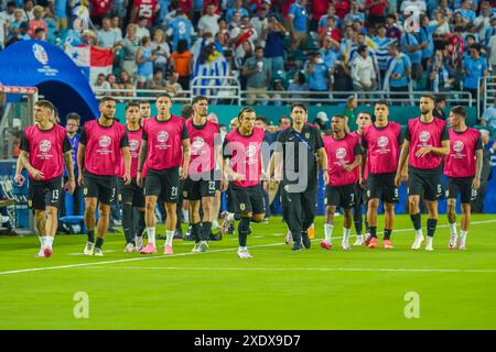 Panama players warm up during the FIFA World Cup game between Ghana and ...