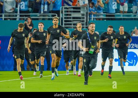 Panama players warm up during the FIFA World Cup game between Ghana and ...