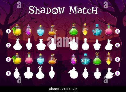 Halloween matching game with witch and potion ingredients. Autumn math ...