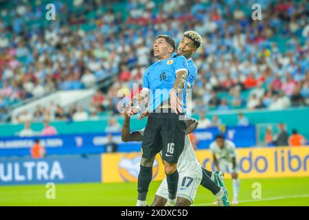 Uruguay defender Mathías Olivera #16 is pumped up after a goal against ...