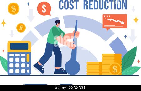 Cost Reduction Vector Illustration depicting Decrease, Price ...