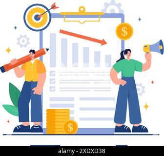 Cost Reduction Vector Illustration depicting Decrease, Price ...