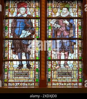 Colorful stained glass window at the Rijksmuseum (National Museum) in ...