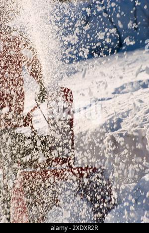 Snow flurries |Snowblower in action| Stock Photo - Alamy