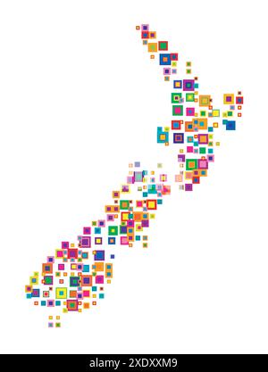 Colorful New Zealand political map with clearly labeled, separated ...