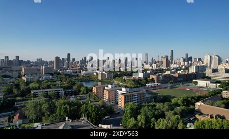 Aerial photo shows the campus scenery of Qinghai University in Xining ...