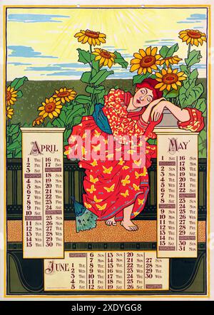 RHEAD Louis - L - Prang & Co - Poster calendar Jan-Feb-March 1896 ...