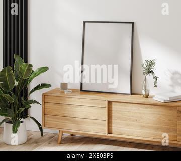Wooden frame mockup on a white background Stock Photo - Alamy