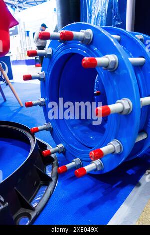 Connecting clamps with bolts for large diameter pipes Stock Photo - Alamy