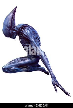 3D rendering of a blue male alien isolated on white background Stock ...