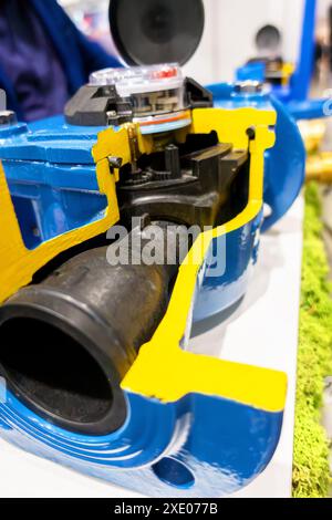 Industrial flow meter with water meter. Sectional view Stock Photo - Alamy