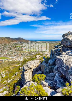 Fish Hoek residential neighborhood viewed from the top of local ...