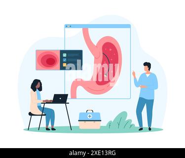 Endoscopy stomach anatomy equipment vector illustration. Esophagus ...