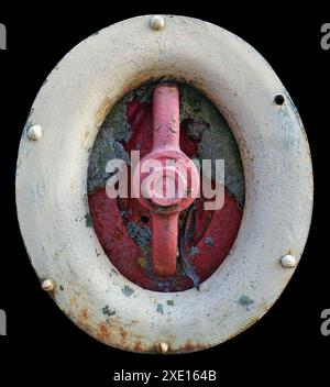 Vintage red steam pipe valve Stock Photo - Alamy