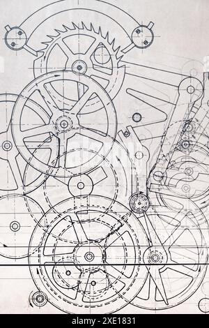 Old technical blueprint illustration Stock Photo - Alamy