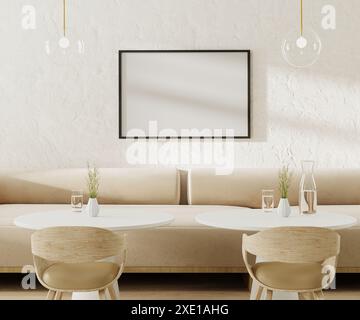 White round frame poster mock up on the white wall. Front view Stock ...