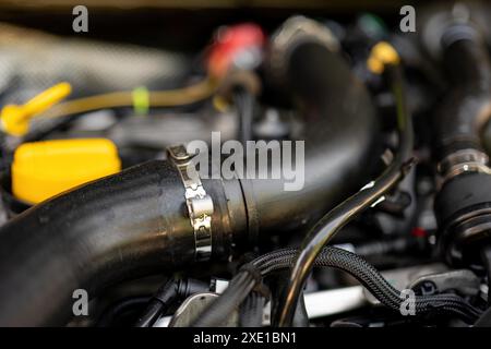 A car engine with hoses Stock Photo - Alamy