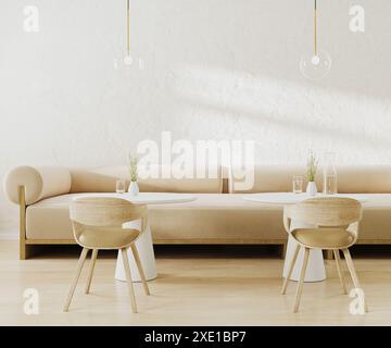 Interior of modern apartment with white walls and laminate floor and ...