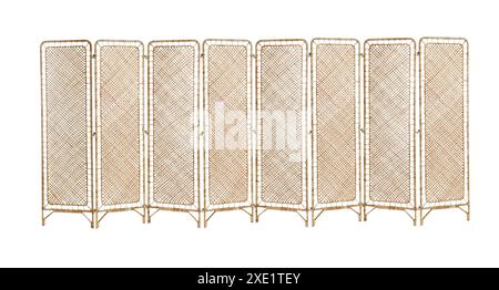 Wicker folding screen isolated on white. Stylish furniture Stock Photo ...